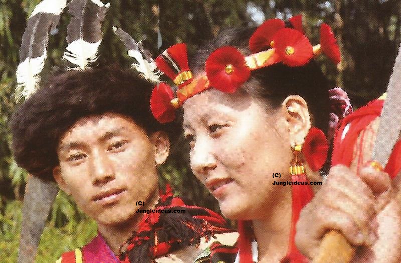 Sumi Naga Boy and Girl in their traditional attire at a local Sumi Naga ...