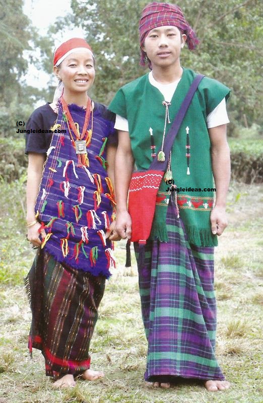 Tangsa young boy and girl wearing their traditional attire at a local ...